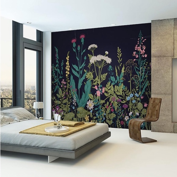 Oh Popsi | Wall Decor | New Oh Popsi Blue Botanical Fleur Wall Mural ...